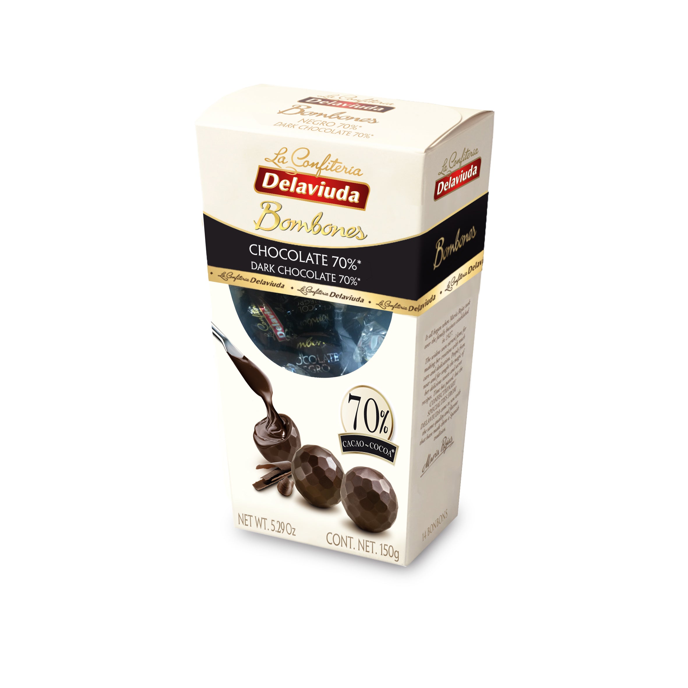 14. 70769 Delaviuda Dark 70% Chocolate Bonbons 150 g – L'Española