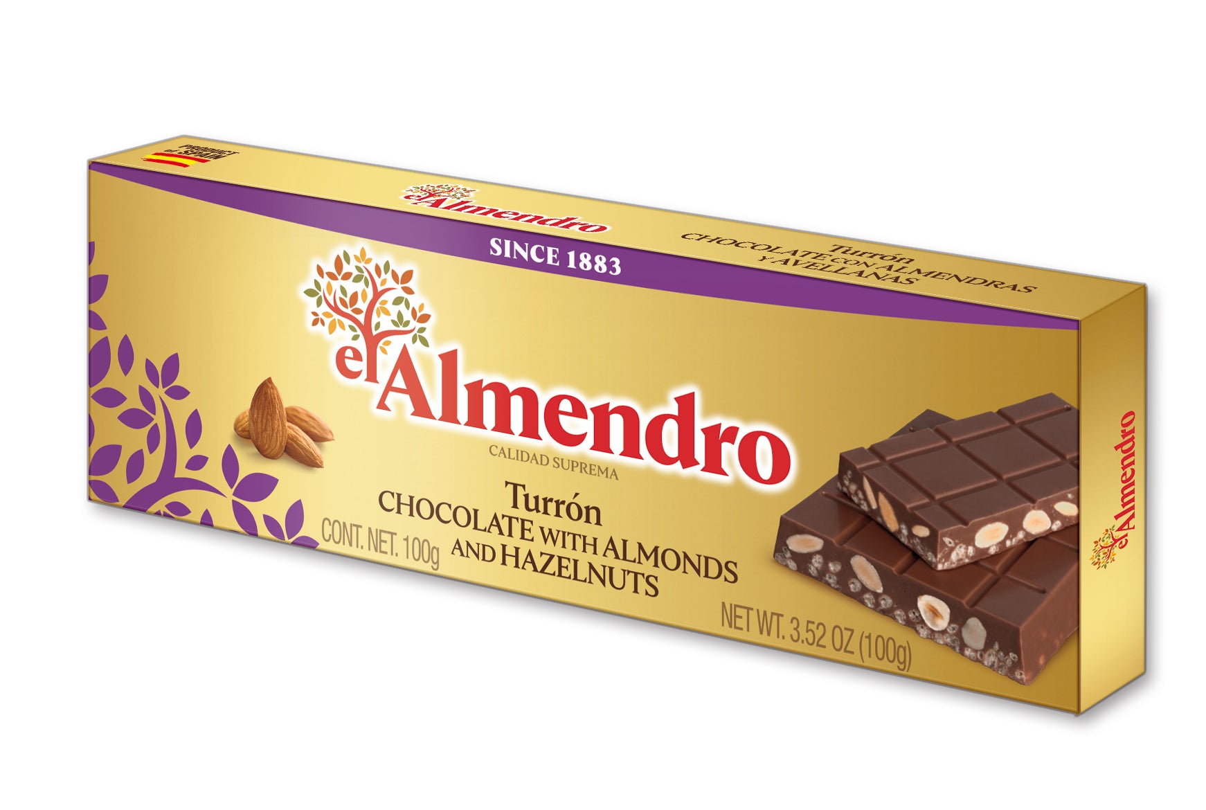27. 87474 El Almendro Chocolate Hazelnut & Almond Turron 100 g – L'Española